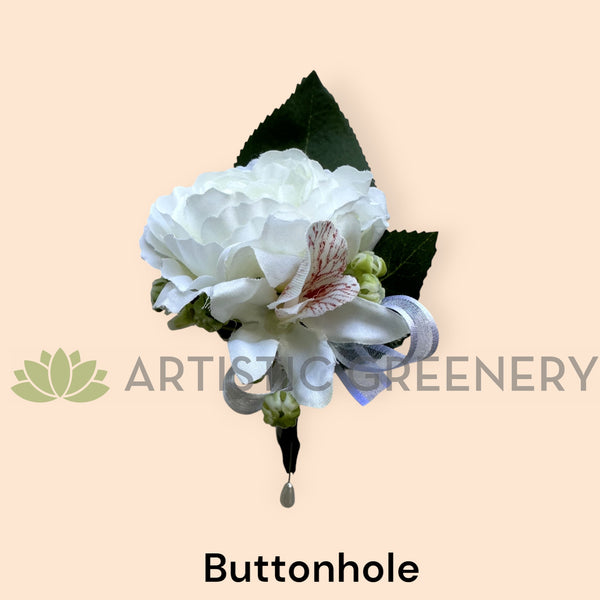 Corsage & Buttonhole - White Peony & Orchid - CB0054 - $56/set ...