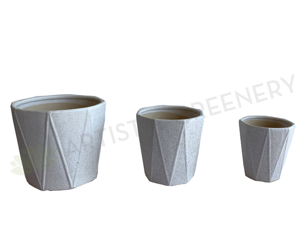CER0015CRE "V" Pattern Ceramic Pots - Off White - 3 Sizes | ARTISTIC ...