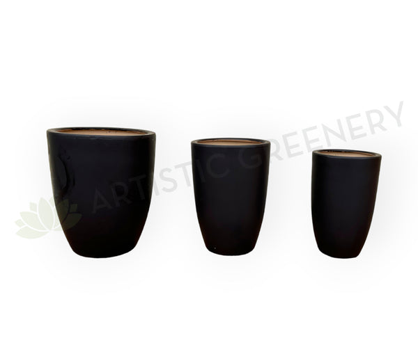 Black Curved Planter / Pot Matt Finish - Round (Ceramic) CER0021 ...