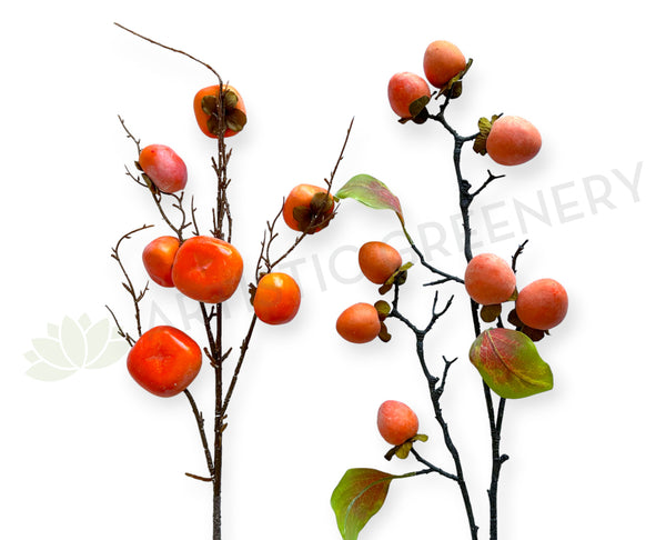 F0264-S90 Artificial Fake Plastic Persimmon Fruit Spray 2 Styles ...