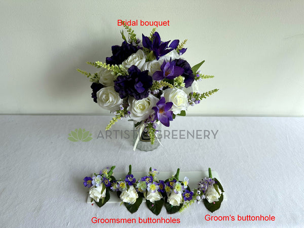Round Wedding Bouquet - Purple & White - Rebecca F | ARTISTIC GREENERY ...