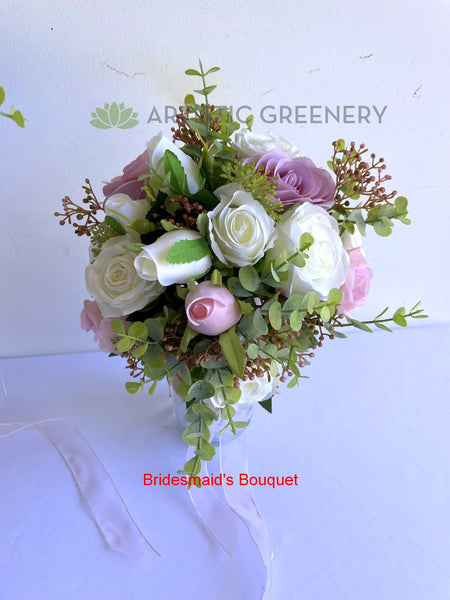 Round Bouquet & Pet Pram Flowers (Cat Flowers ) - Pink Purple & White ...