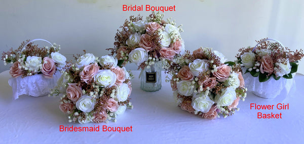 Round Bouquet - Dusty Pink & White - Alana & Paul (Bouquets & Flower ...