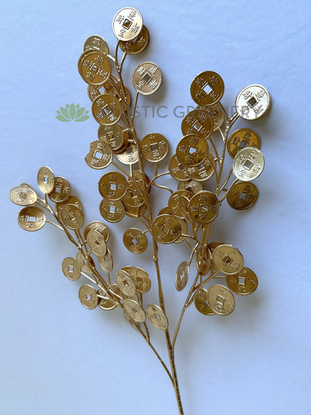 LEA0140 Gold Chinese Coins Foliage 67cm | ARTISTIC GREENERY – Artistic ...