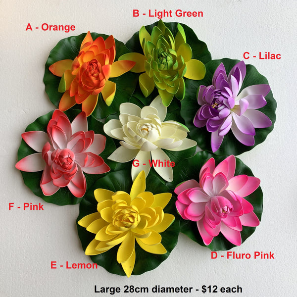 ACC0025 Floating Water Lily / Artificial Lotus Flower 3 Sizes Various ...