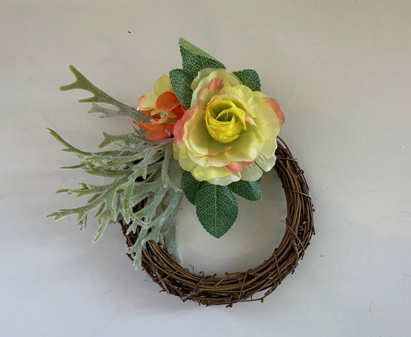 ACC0097 / 98 / 99 Wicker Ratten Wreath & Ring (Floral / Plain / Olive ...