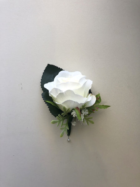 Corsage & Buttonhole - White Roses with Silver Ribbons - CB0014 - $56 ...
