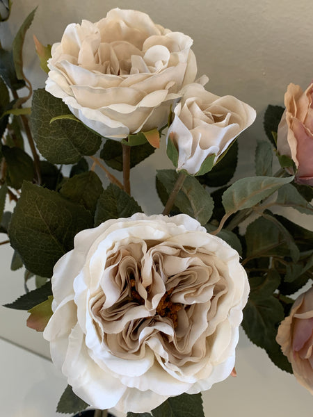 F0280 Rustic Style David Austin Silk Rose Spray 60cm Blue Cream Pink ...
