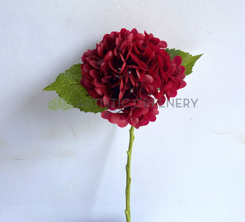 F0395 Real Touch Faux Hydrangea Stem 50cm Red | ARTISTIC GREENERY PERTH ...