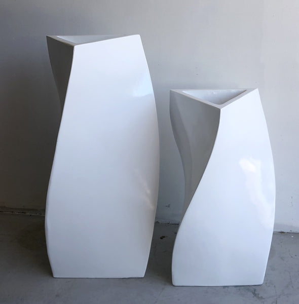 Fiberglass Triangular Twist Planter - White (Code: FG1812 & FG1813 ...
