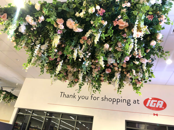 IGA Butler - Custom Designed Hanging Floral Ceiling For Shop Display ...