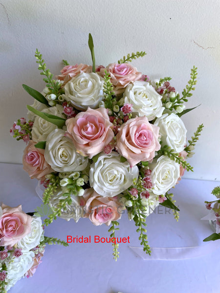 Round Bouquet - Pink & White - Mikaela A | ARTISTIC GREENERY wedding ...