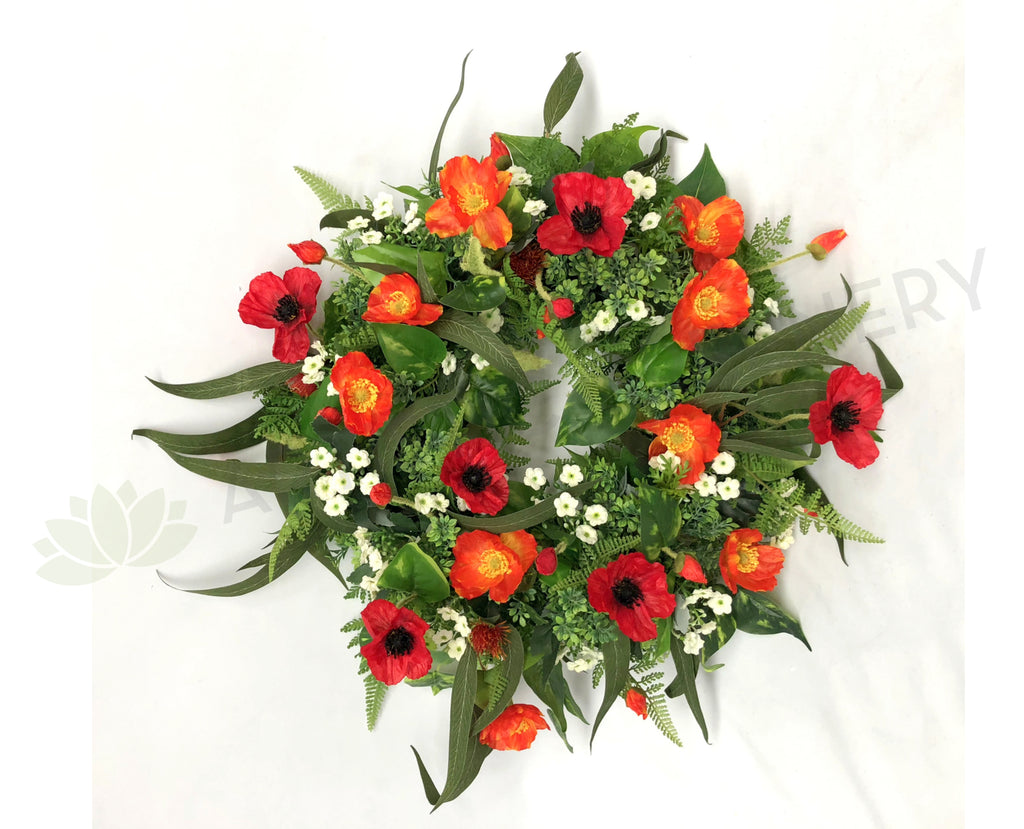 Silk Poppy Wreath Anzac Wreath silk floral wreath / flower wreath Perth ...