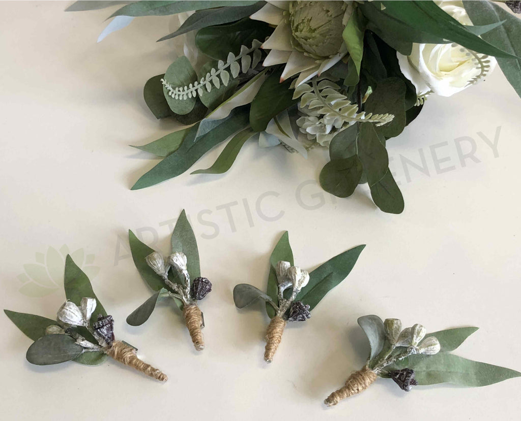 Buttonhole - Australian Native Greenery Silk Flowers - Alana B Wedding ...