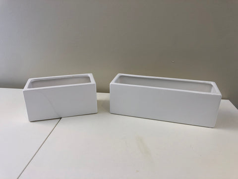 Ceramic Rectangle Planter / Pot (code: RECTCERWHI-9209) 2 Sizes - White ...