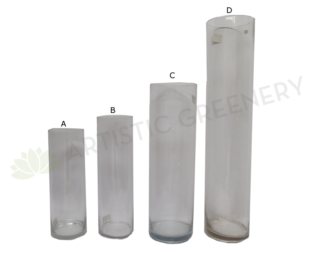 Cylinder Shaped Clear Glass Vase – Artistic Greenery