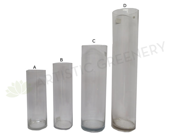 Cylinder Shaped Clear Glass Vase – Artistic Greenery